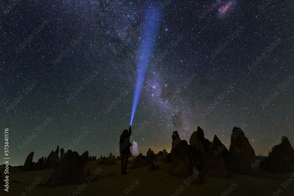 milky way at pinnacles near Cervantes, western australia Stock Photo ...