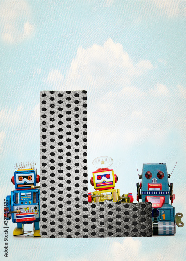 big letter L retro robot poster Stock Illustration | Adobe Stock