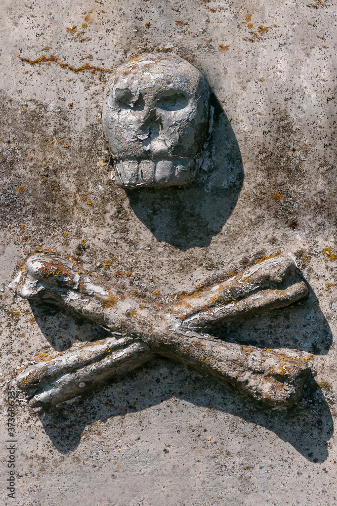 Skull with bones. In Christianity, this is the skull of Adam. Also a ...