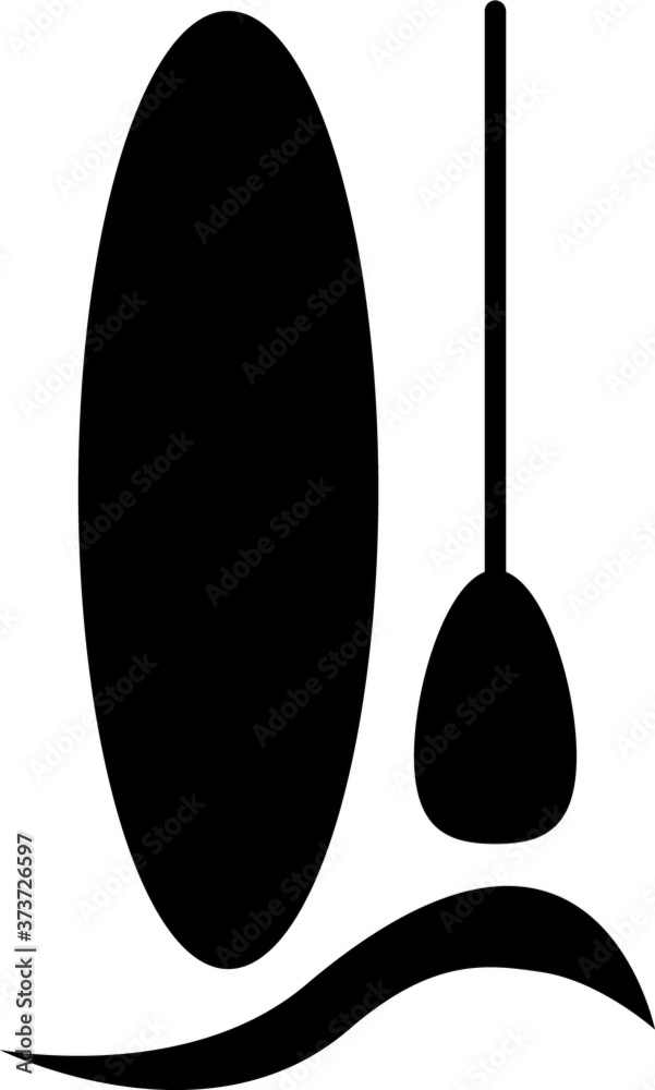 SUP surfing / paddle board icon, sign, logo or symbol in vector. Simple ...