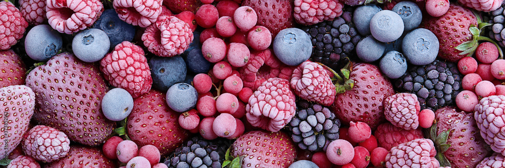 Mix of different frozen berries as background, banner design Stock ...