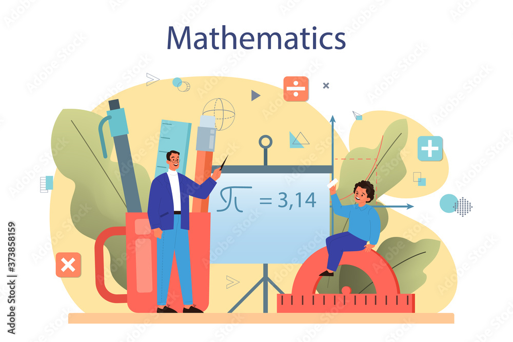 Math course concept. Learning mathematics, idea of education Stock ...