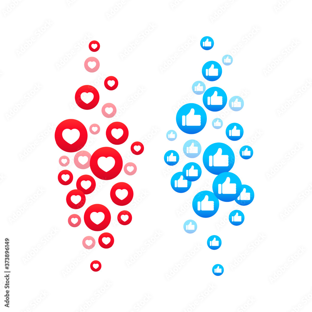 Like and heart icon. Social media concept. Vector on isolated white ...