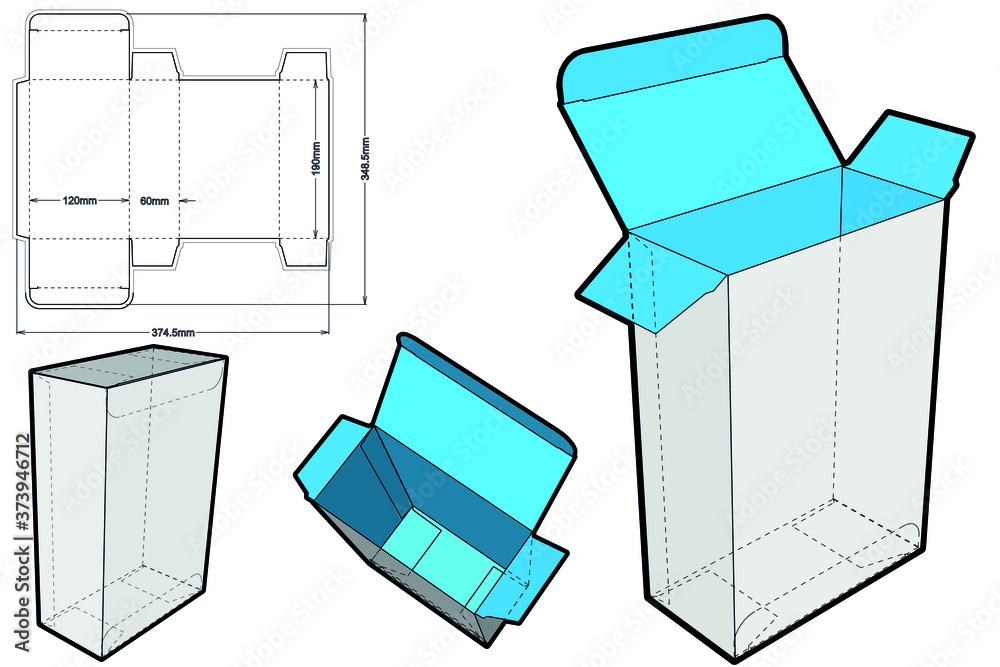 Simple Packaging Box (Internal measurement 12x6x19cm) and Die-cut ...