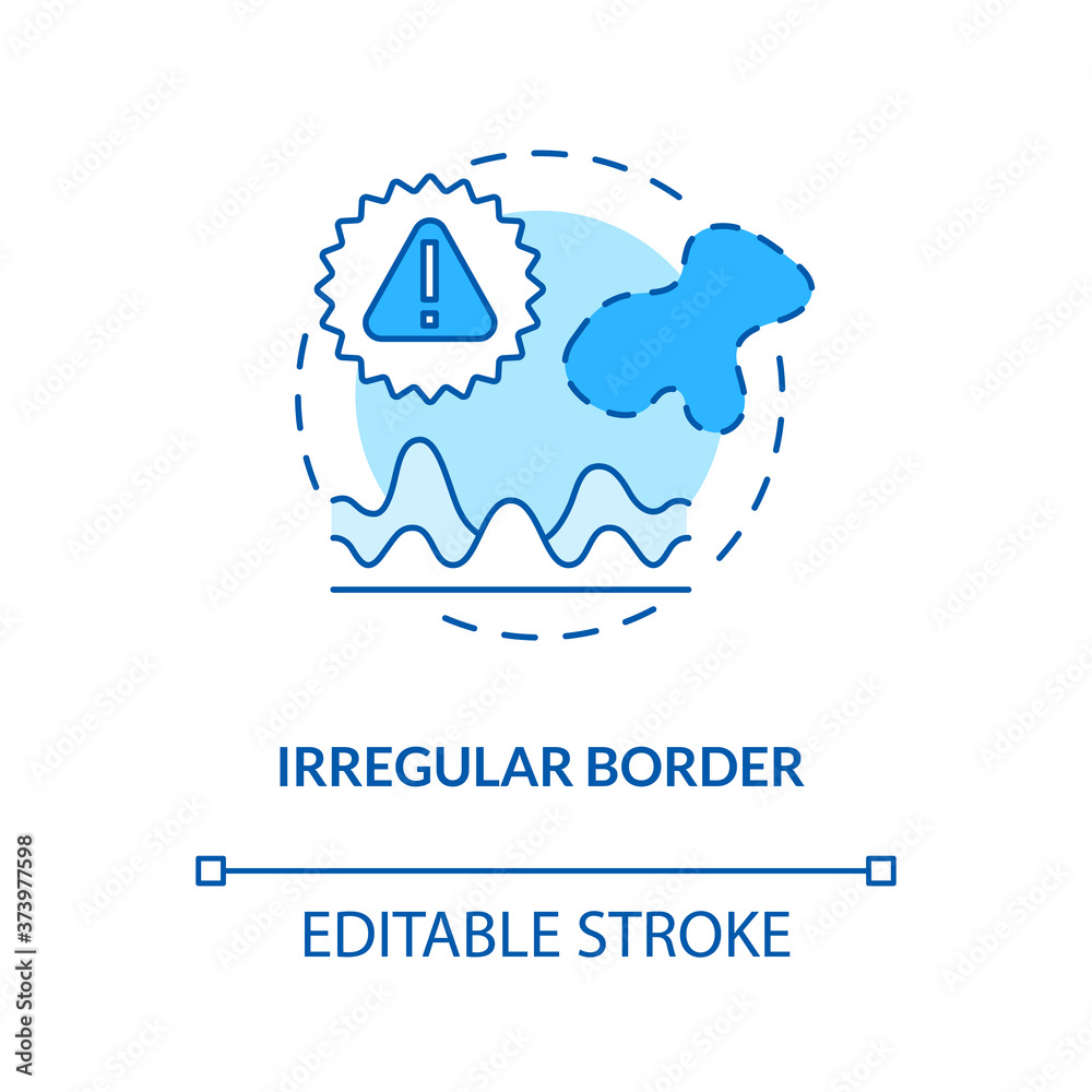Irregular border concept icon. Scalloped borders. Skin cancer ABCDEs ... Irregular border concept icon. Scalloped borders. Skin cancer ABCDEs ...