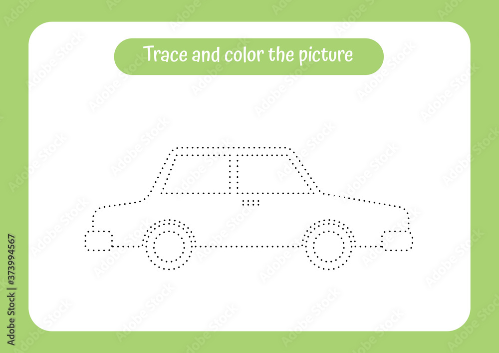 Vetor do Stock Car. Trace and color the picture. Educational game for ...