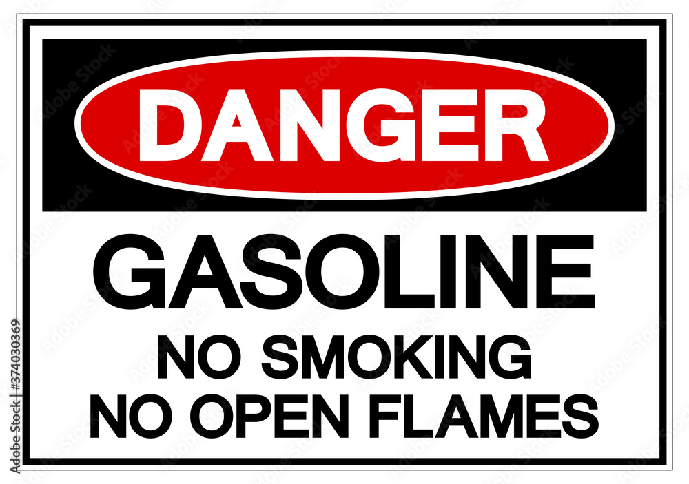 Danger Gasoline No Smoking No Open Flames Symbol Sign, Vector ...