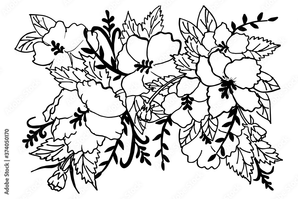 Flower coloring book pages. Stock Vector | Adobe Stock