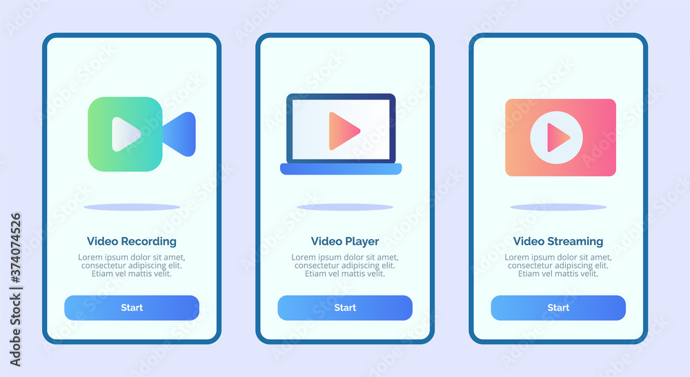 Video recording player streaming for mobile apps template banner page ...