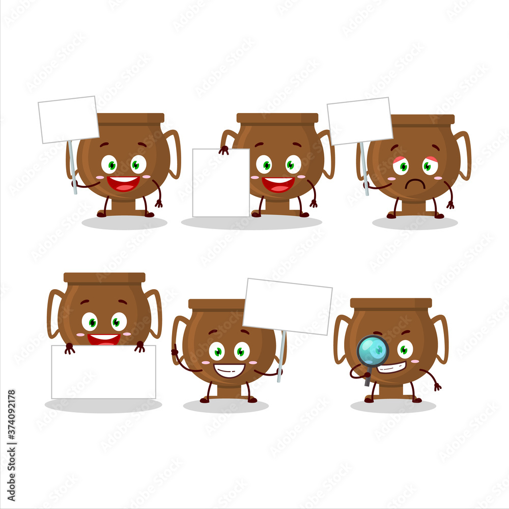 Bronze trophy cartoon character bring information board Stock Vector ...
