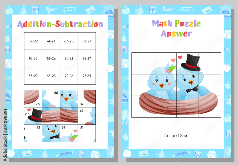 Ilustración de Stock Addition, Subtraction Math Puzzle Worksheet ...