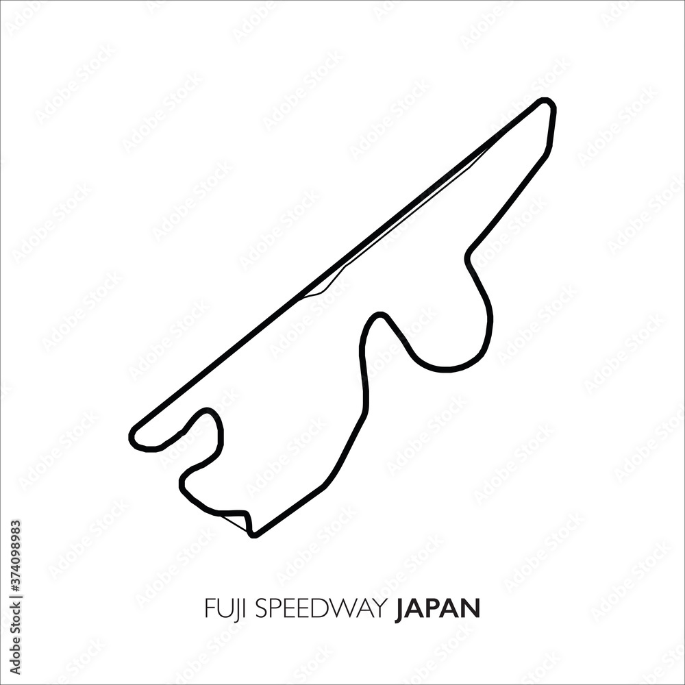 Fuji Speedway circuit, Japan. Motorsport race track vector map Stock ...