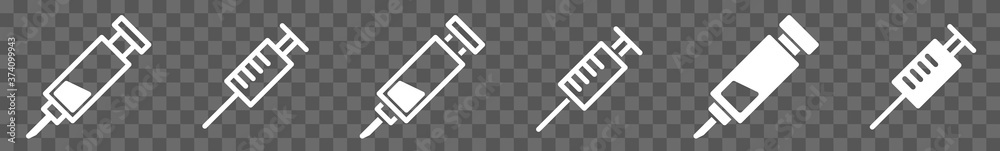 Syringe Injection Icon White | Syringes Illustration | Needle Symbol ...