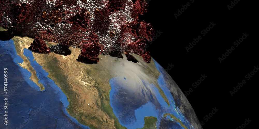 Hurricane Laura and Coronavirus with visible Earth from Space. Elements ...