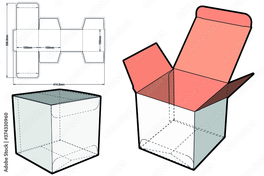 Simple Packaging Box (Internal measurement 10x10x10cm) and Die-cut ...