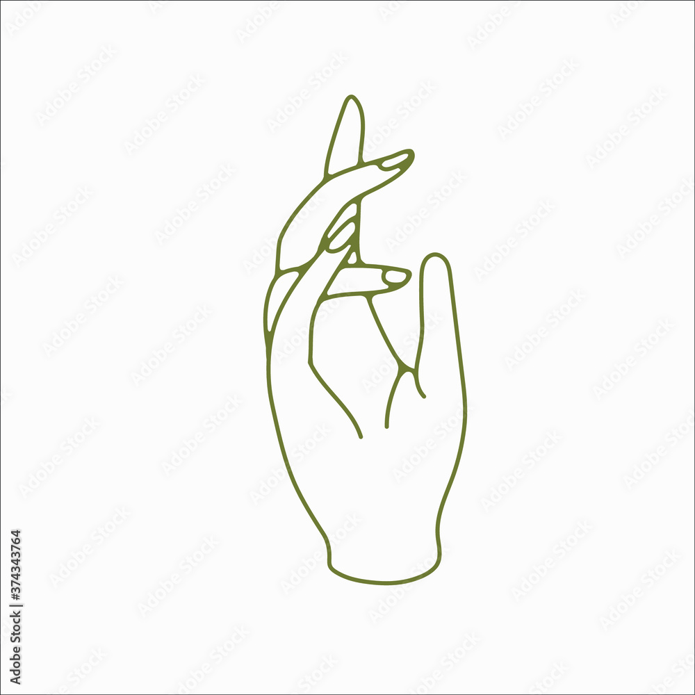 hand drawn hand icons in simple minimalistic line art style. logo ...