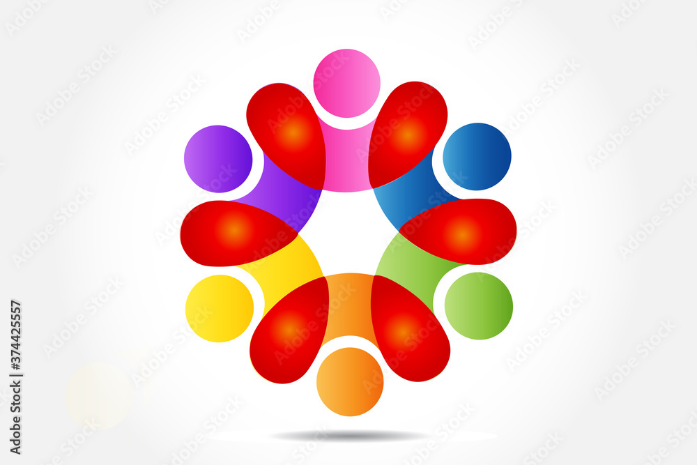 Vector de Stock Logo teamwork unity business hug people holding hands ...