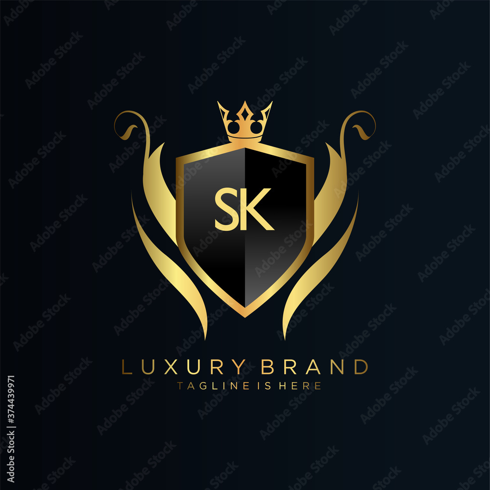 SK Letter Initial with Royal Template.elegant with crown logo vector ...