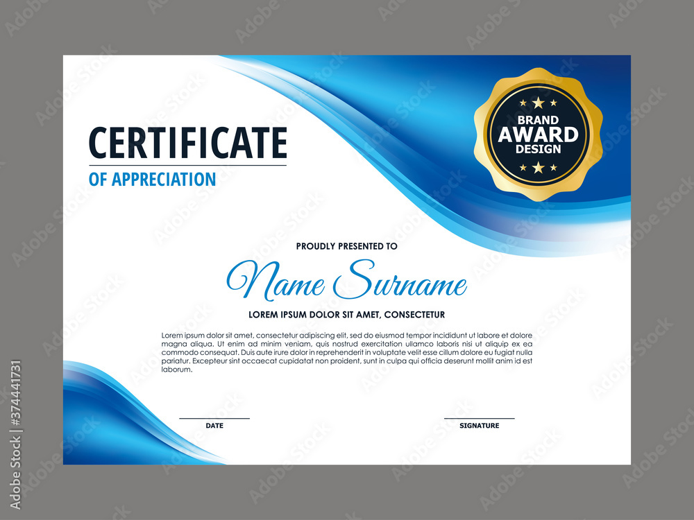 Abstract Smooth Blue Wavy Mesh Gradient Certificate Design ...