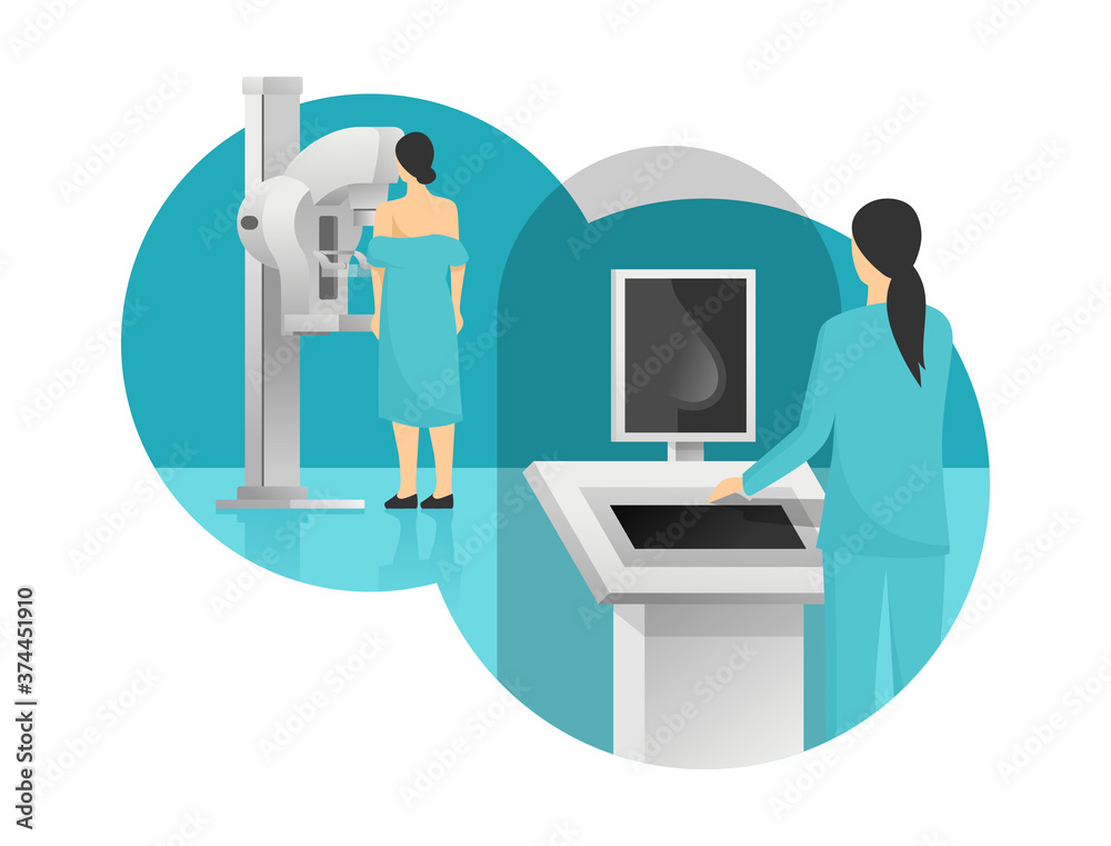 Mammogram - breast cancer diagnosis and screening - creative vector ...