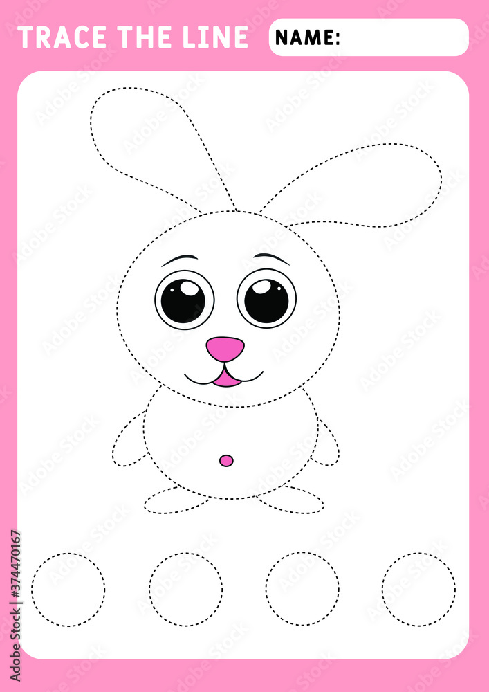 เวกเตอร์ Stock little bunny. Preschool worksheet for practicing fine ...