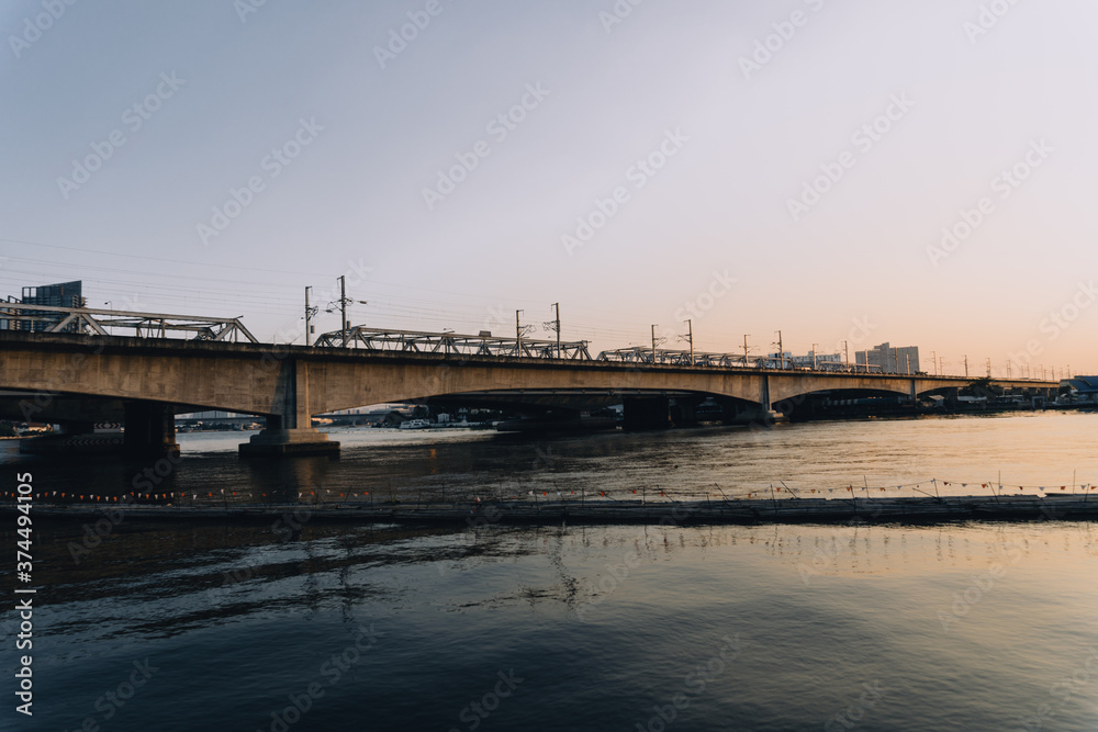 Rama VI Bridge Evening along the Chao Phraya River, Bangkok, important ...