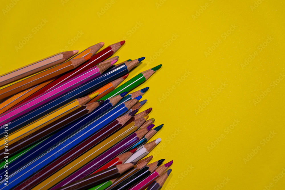 colored pencils concept art back to school, class time, school ...