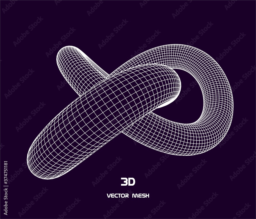 Vector de Stock 3 D vector threefold torus. Abstract protein model ...
