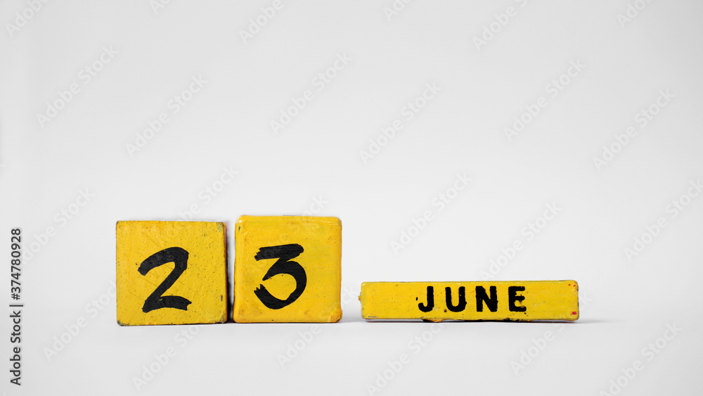 JUNE 23 Wooden calendar. International Widows' Day. United Nations ...