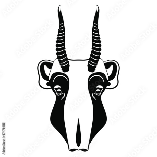 Stylized head of Saiga antelope. (Saiga tatarica). Flat cartoon style ...