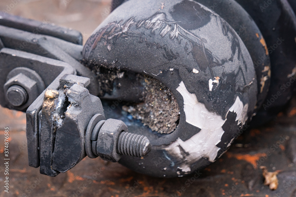 Stock-Foto „Parallel groove connector that are damaged by severe short ...