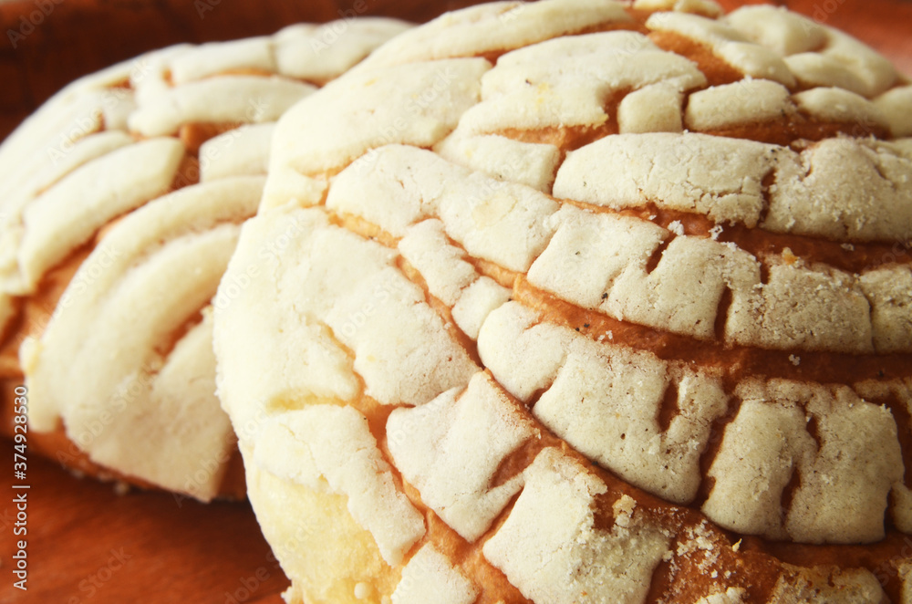 Foto Detalle de pan dulce tradicional mexicano llamado Concha, Close up ...