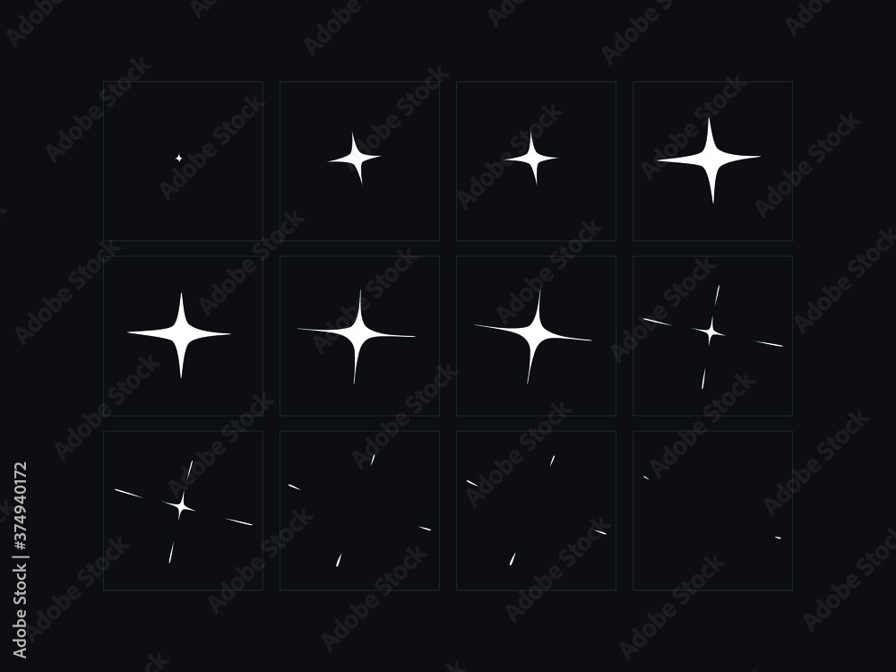 Shine VFX animation frame. Shine effect for video games, cartoon ...