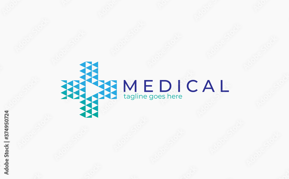 Healthcare Medical Logo, Cross sign with arrow icon inside, flat style ...