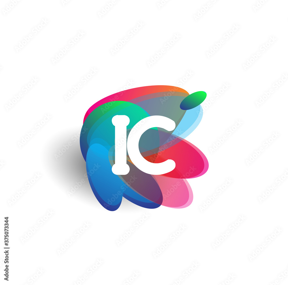 Letter IC logo with colorful splash background, letter combination logo ...