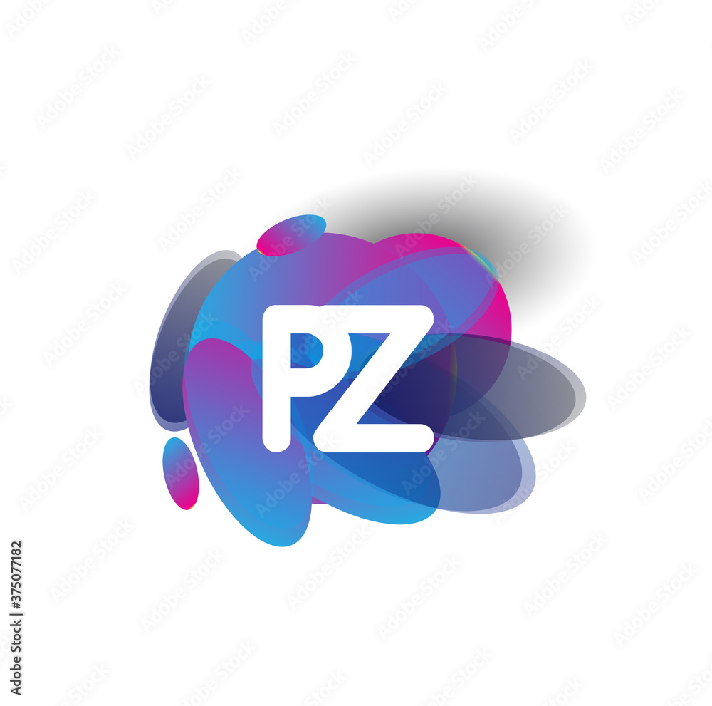 Letter PZ logo with colorful splash background, letter combination logo ...
