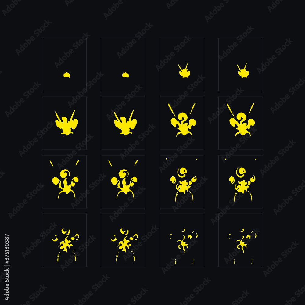 Blast explosion animation. Smoke effect sprites sheet for games ...
