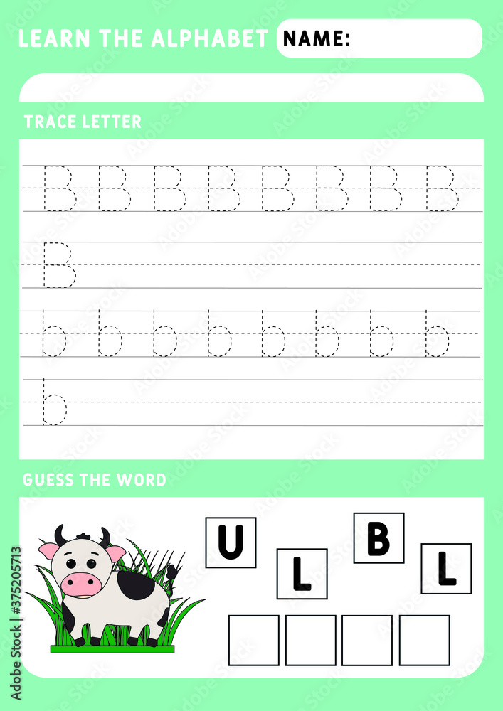 Kids learning material. Worksheet for learning alphabet. Letter B ...