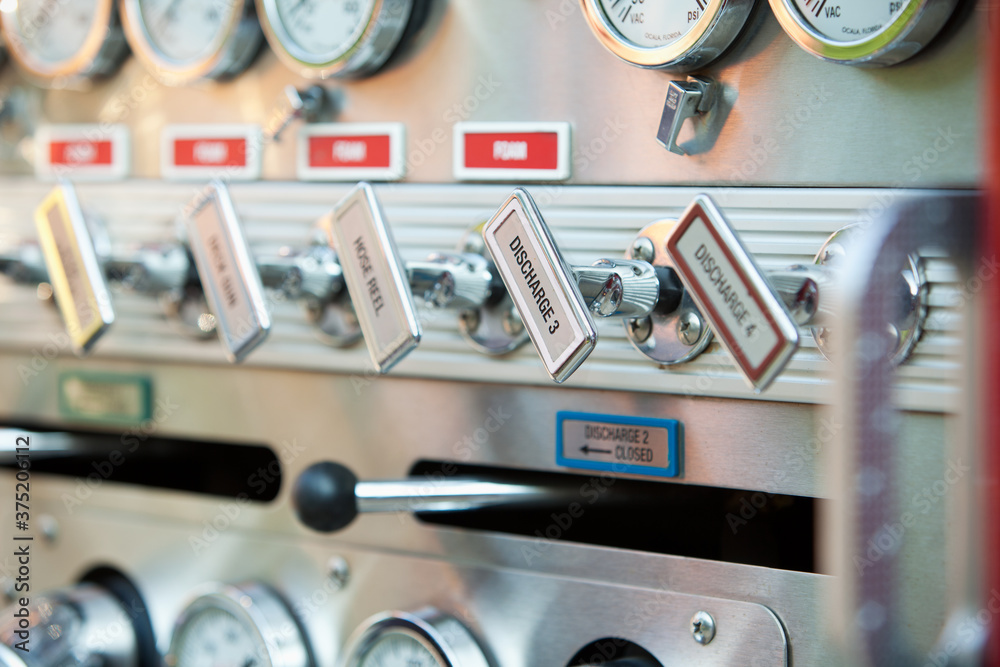 Firehouse: Fire Truck Pumper Controls Stock Photo | Adobe Stock