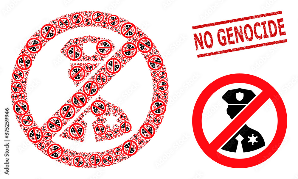 Recursive collage no police officer and No Genocide unclean stamp seal ...