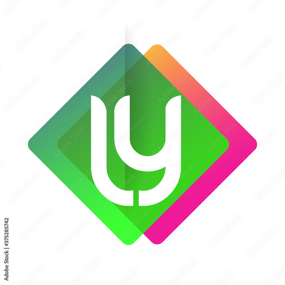 Letter LY logo with colorful geometric shape, letter combination logo ...