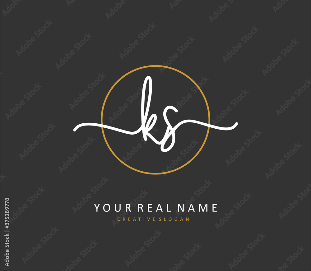 K S KS Initial letter handwriting and signature logo. A concept ...