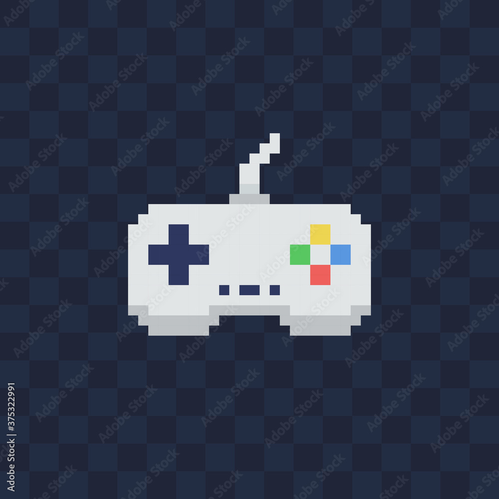 Vintage gamepad on transparent background. Pixel art style joystick ...