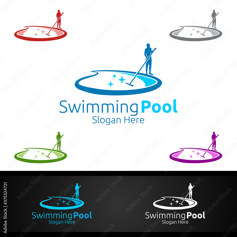 Swimming Pool Service Logo with Cleaning Pool and Maintenance Concept ...