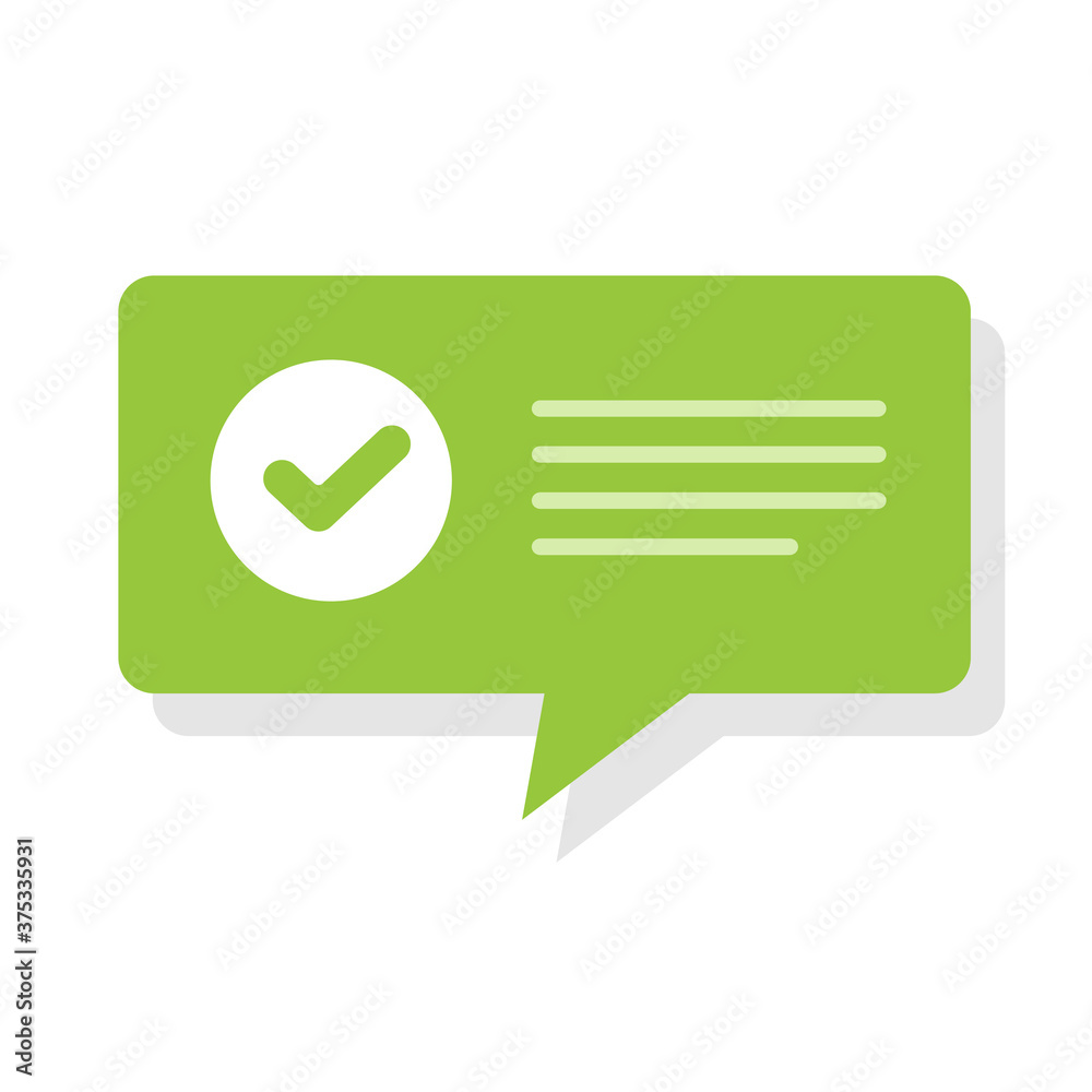 Confirm notice accept message with check mark vector speech bubble ...