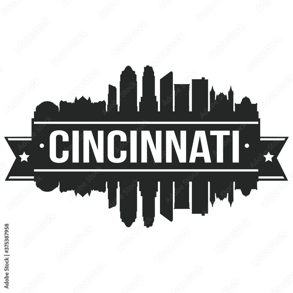 Cincinnati Skyline Silhouette Design City Vector Art Landmark. Stock ...