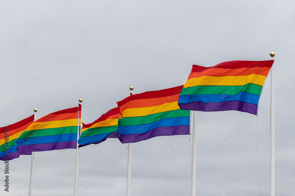 LGBT flags flown in Iceland Stock Photo | Adobe Stock