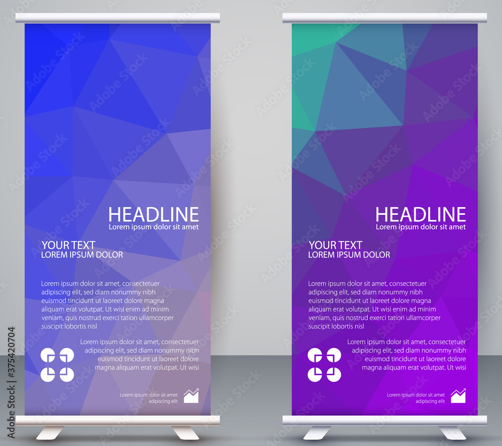 Low poly Banner Vertical, polygonal Modern Background natural gradient ...