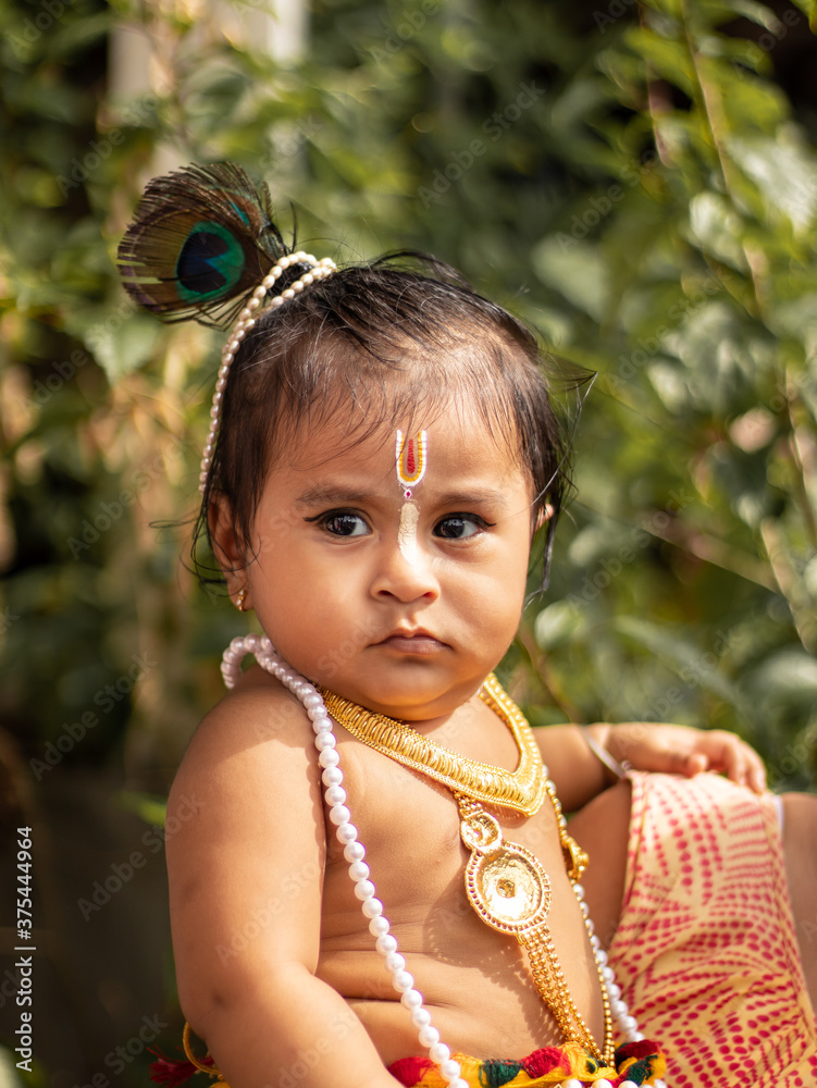 Cute baby dressed up like lord krishna/gopal in the occasion of ...