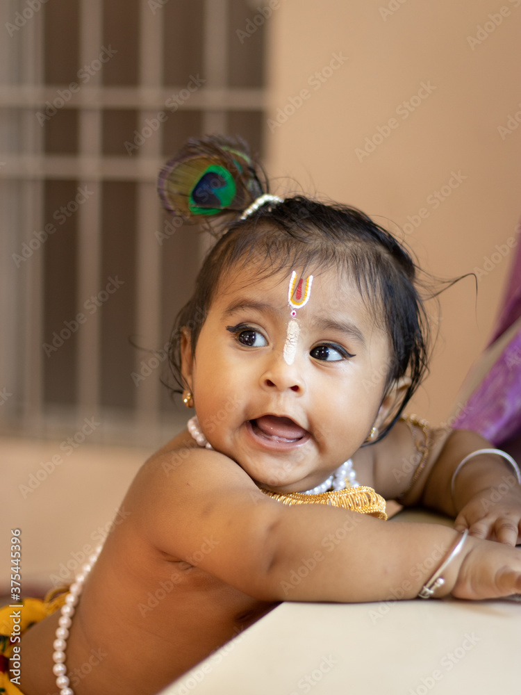 Cute baby dressed up like lord krishna/gopal in the occasion of ...